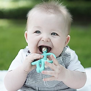 Matchstick Monkey Original Teething Toy for Baby 3 Months+, BPA-Free Food Grade Silicone, Easy to Hold & Naturally Fits in Mouth, Stimulates and Massages Sore Gums, Mint Green
