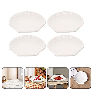 Coffee Container Ceramic Tea Bag Holder 4pcs White Porcelain Shell-Shaped Tea Bag Coasters Spoon Rests Teabag Storage Holder Tray Saucer Snack Seasoning Dish Coffee Tray