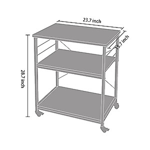 AZL1 Life Concept Kitchen Microwave Cart 3-Tier Kitchen Utility Cart and Rolling Bakers Rack with 5 Hooks for Living and kitchen room,23.72 inches, Rustic Brown