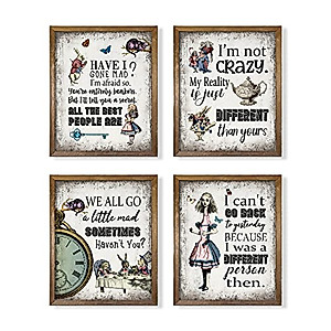 Alice in Wonderland Wall Art Decor - Alice Inspirational Saying Quotes Poster Prints Room Decor, Motivational Wall Art for Alice Fans, Self Affirmation Gift for Women Teen Girl Cheshire Cat Mad Hatter