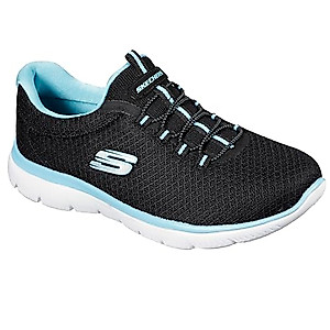 Skechers Women's Summits Sneaker, Black/Turquoise, 9