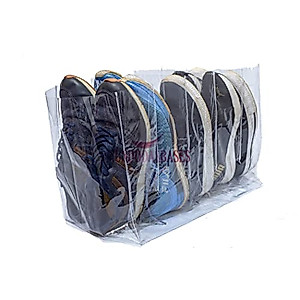 Mundo das Bases Organizer Closet Storage Solution Made of Flexible, Clear Plastic and Five Dividers for Sneakers, Shoes, Boots, Clothes, Toys and Cleaning Products (transparent 5 pairs)