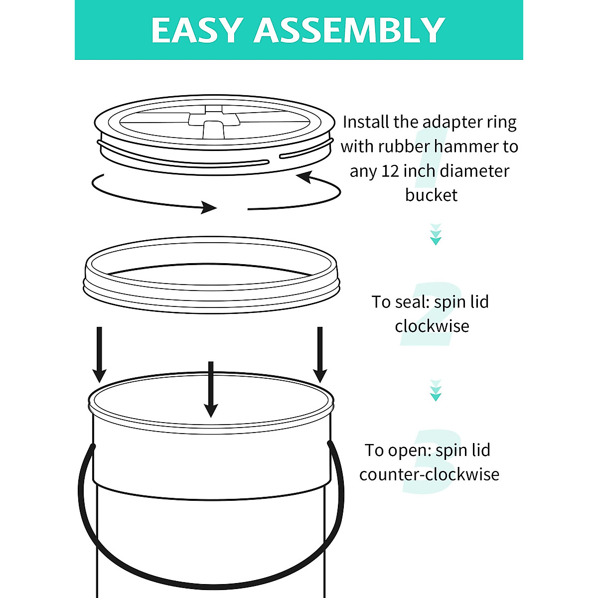 Chunful 3 Pieces 5 Gallon Screw Top Lids Bucket Seal Lid Leak Proof for Plastic Bucket Compatible with Gamma (White)