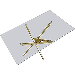 Meridian Furniture Xander Collection Modern | Contemporary Tempered Glass Top Dining Table with Durable Metal Base, 60" W x 36" D x 30" H, Gold Finish