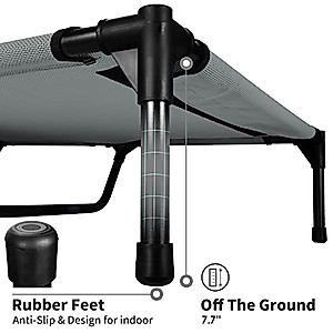 FIOCCO Elevated Dog Bed - Heavy Duty Dog Cot, Washable Raised Dog Bed with Chew Proof Mesh and Metal Frame, Portable Dog Bed for Outdoor Use, Dog Cots Beds for X-Large Dogs, Gray/Black Mesh