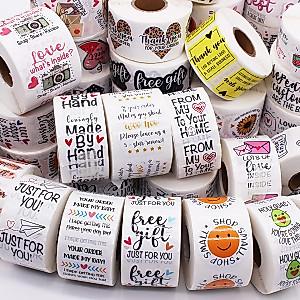 Littlefa Thank You Label Stickers, 500 PCS, Handmade Stickers for Small Business, Mail Packaging Stickers, Eye-catching Patterns, Self Adhesive