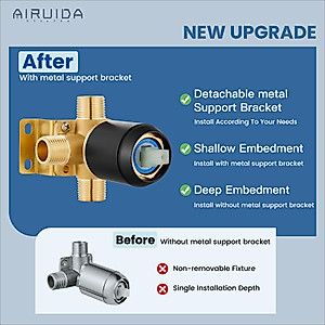 Airuida Shower Faucet Set with Tub Spout Bathtub Faucet Kit Complete Tub Shower Trim Kit with Solid Brass Rough-in Valve and 8 Inch Square Rainfall Showerhead Bent Shower Arm Matte Black