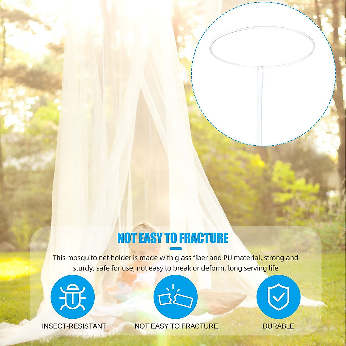 Kisangel Net Stand Adjustable Crib Canopy Holder Clip- on Net Holder Support Bracket Mounting Rack Accessories for Home Crib Cot Bed Easy Assembly Installation