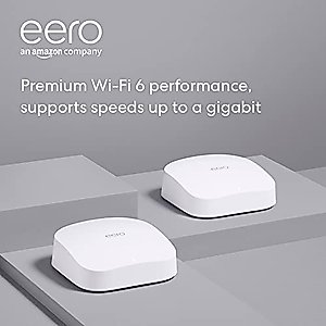 Amazon eero Pro 6 mesh Wi-Fi 6 system | Fast and reliable gigabit speeds | connect 75+ devices | Coverage up to 3,500 sq. ft. | 2-pack, 2020 release