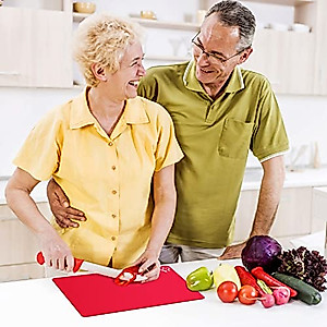 Elyum Cutting Boards, Colored Cutting Mat Flexible Plastic Cutting Board Set Chopping Board with Food Icons, Dishwasher Safe Cutting Boards for Kitchen Meat and Vegetables (Set of 8, 14.6" x 11")