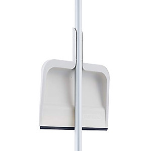 Superio Angle Broom and Clip-On Dustpan Set, Slim Hand Broom Telescopic Handle 53 Inches Tall, Clip On Dust Pan with Low Edge Rubber Lip