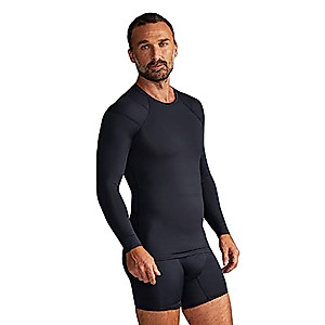 Tommie Copper Men's Pro-Grade Shoulder Support Shirt I UPF 50, Breathable, Long Sleeve Compression Shirt for Upper Body & Posture Support - Black - Medium