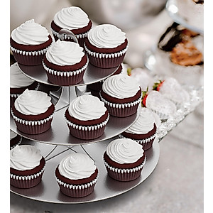 2 Set Cupcake Stand Tower 3 Tier, AUSOLEIL Black Tiered Cardboard Cupcake Display Stand, Round Stand Cupcake Dessert Holder Stand for Parties (Black)