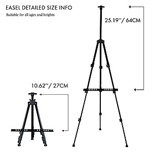 Artify 66 Inches Double Tier Easel Stand, Adjustable Height from 22-66”, Tripod for Painting and Display with a Carrying Bag, Pack, Black