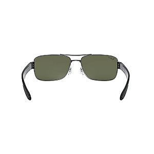 Ray-Ban Men's RB3522 Square Sunglasses, Gunmetal/Polarized Green, 64 mm