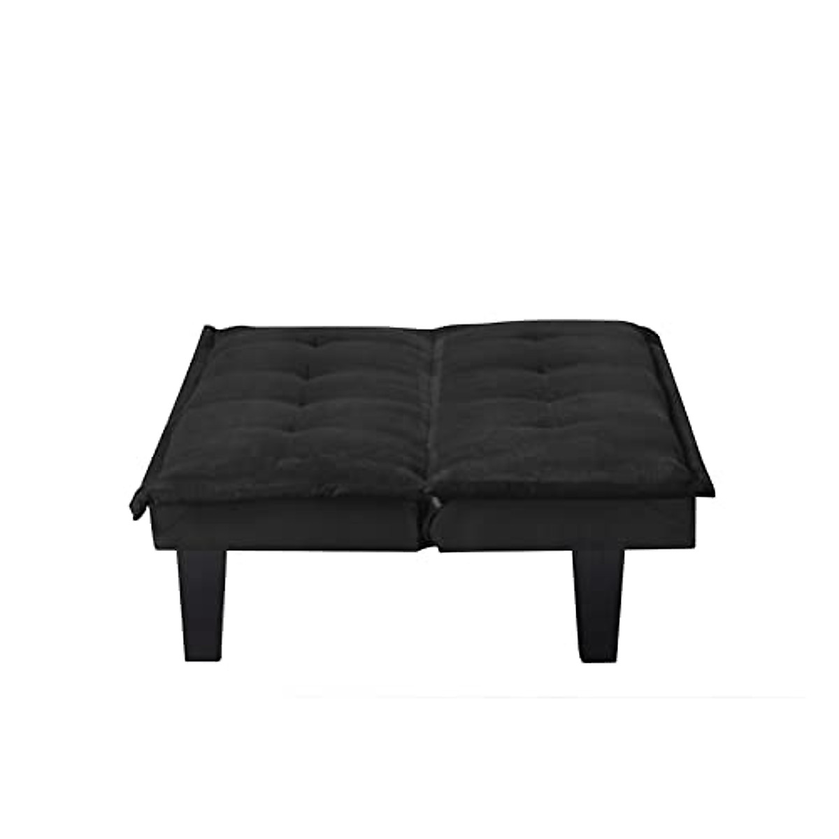 FANYE Modern Futon Sofa Convertible Sleeper Couch Bed, Soft Loveseat & Sofabed for Home Office Apartment Small Space Living Room Napping,Armless Love Seats W/Recliner Backrest,No Pillow, Black