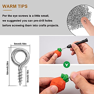 300PCS Eye Screws, Metal Screw Eye Pins Eyelet for DIY Jewelry Making Charm Bead Pieces Wood Arts Crafts Projects, Small Eye Hooks for Cork Top Bottles (10X5mm)
