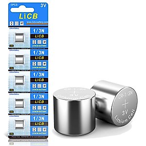 LiCB CR1/3N Battery 3V Lithium 1/3N Batteries (5 - Pack)