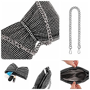 Ayliss Women Rhinestone Handbag Clutch Crystal Mini Bowknot Evening Purse Bag Top Handle Shoulder Party Bag Pouch Chain (Black #1)