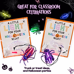 Funeta 30 Packs Glow in the Dark Halloween Critters, Halloween Party Favors Bulk ,Goodie Bag Fillers, Halloween Gifts for Kids, Treats Non Candy, Halloween Classroom Favors, Teal Pumpkin Project