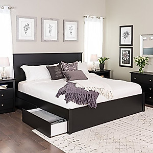 Prepac King Select 4-Post Platform Bed with 2 Drawers, Black
