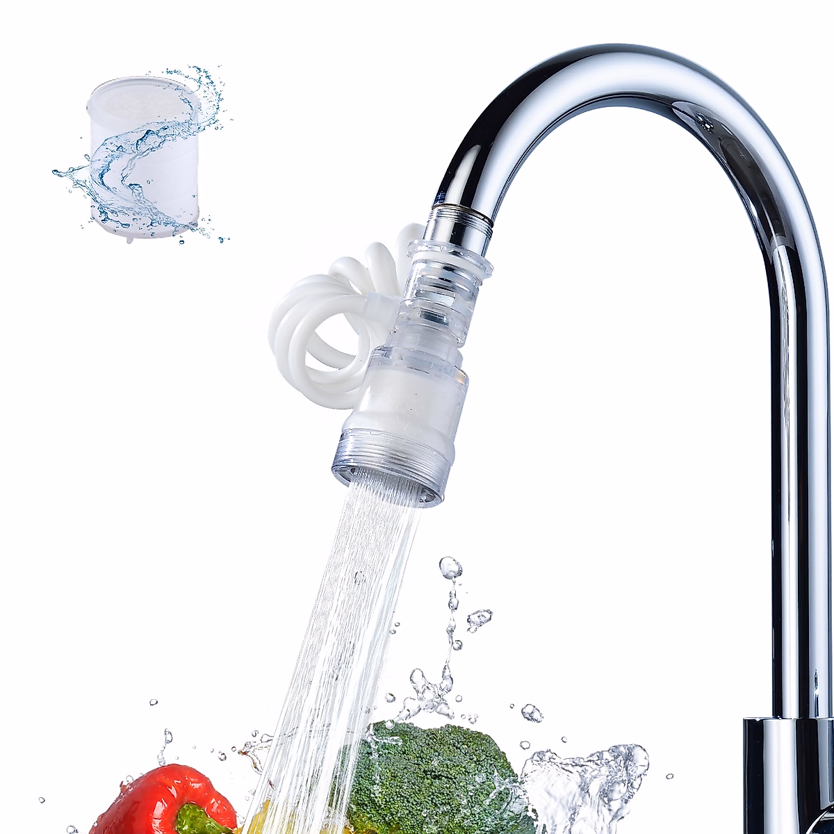 1080° Swivel Kitchen Faucet Extender with Filter, Bathroom Sprayer Attachment with Magnetic, Sink Water Faucet Aerator Replacement, 31.5inch(80cm) Extension Length