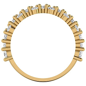 1.05 ct Brilliant Round Cut Clear Simulated Diamond 14k Yellow Gold Wedding Engagement Designer Anniversary Ring Band Sz 7