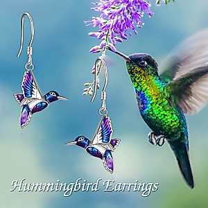 YFN Hummingbird Earrings Bird Dangle Earrings 925 Sterling Silver Jewelry Hummingbird Gifts for Women