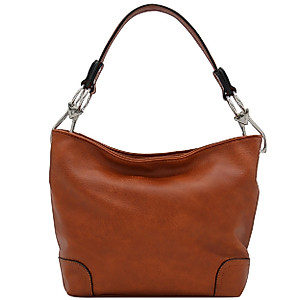 Hobo Shoulder Bag with Big Snap Hook Hardware (Camel)