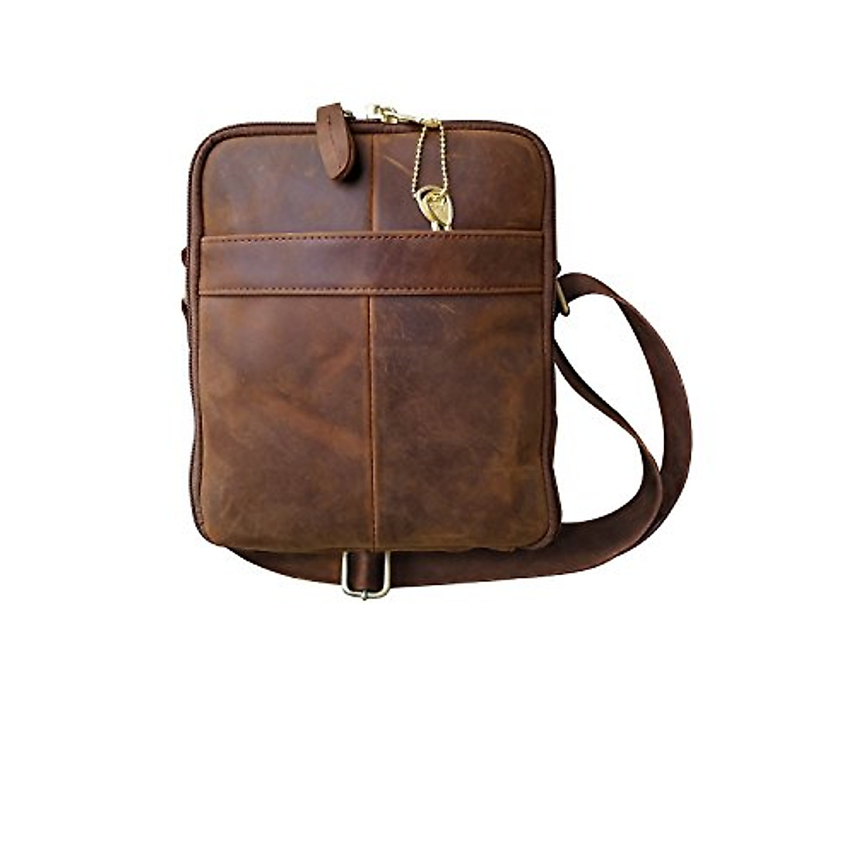 Roma Leathers Gun Concealment Square Body Bag - Zippered Pocket, Adjustable and Lockable Holster - Brown