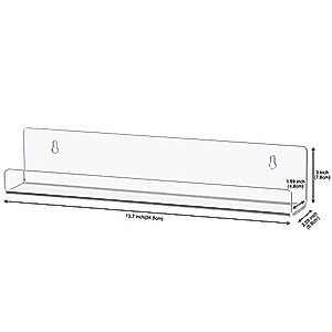 ECOSEAO Kids Floating Bookshelves, Acrylic Wall-Mounted 13.7 inches 4 Pack, Clear Invisible Wall Bookshelves Ledge Book Shelf, 5MM Thicker with Free Screwdriver (13.7inch-4Packs)