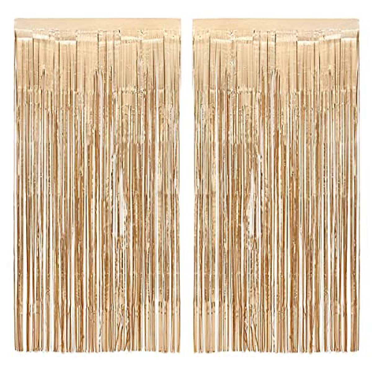 xo, Fetti Party Decorations Matte Gold Fringe Foil Curtain - Set of 2 | Bachelorette, Bridal Shower Backdrop, Wedding, Birthday Photo Booth