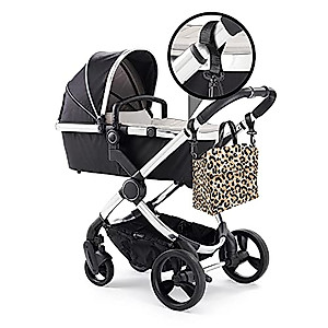 Leopard Print Diaper Bag Tote with Stroller Straps, Animal Texture Large Capacity Baby Stroller Organizer Bag, Multi-Function Nappy Bag Travel Handbag