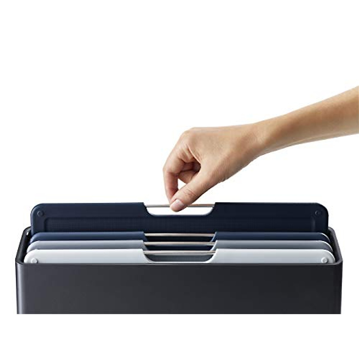 Joseph Joseph Folio 4-Piece Color coded Cutting Board Set, Slimline Case for Organized Storage, Large - Graphite