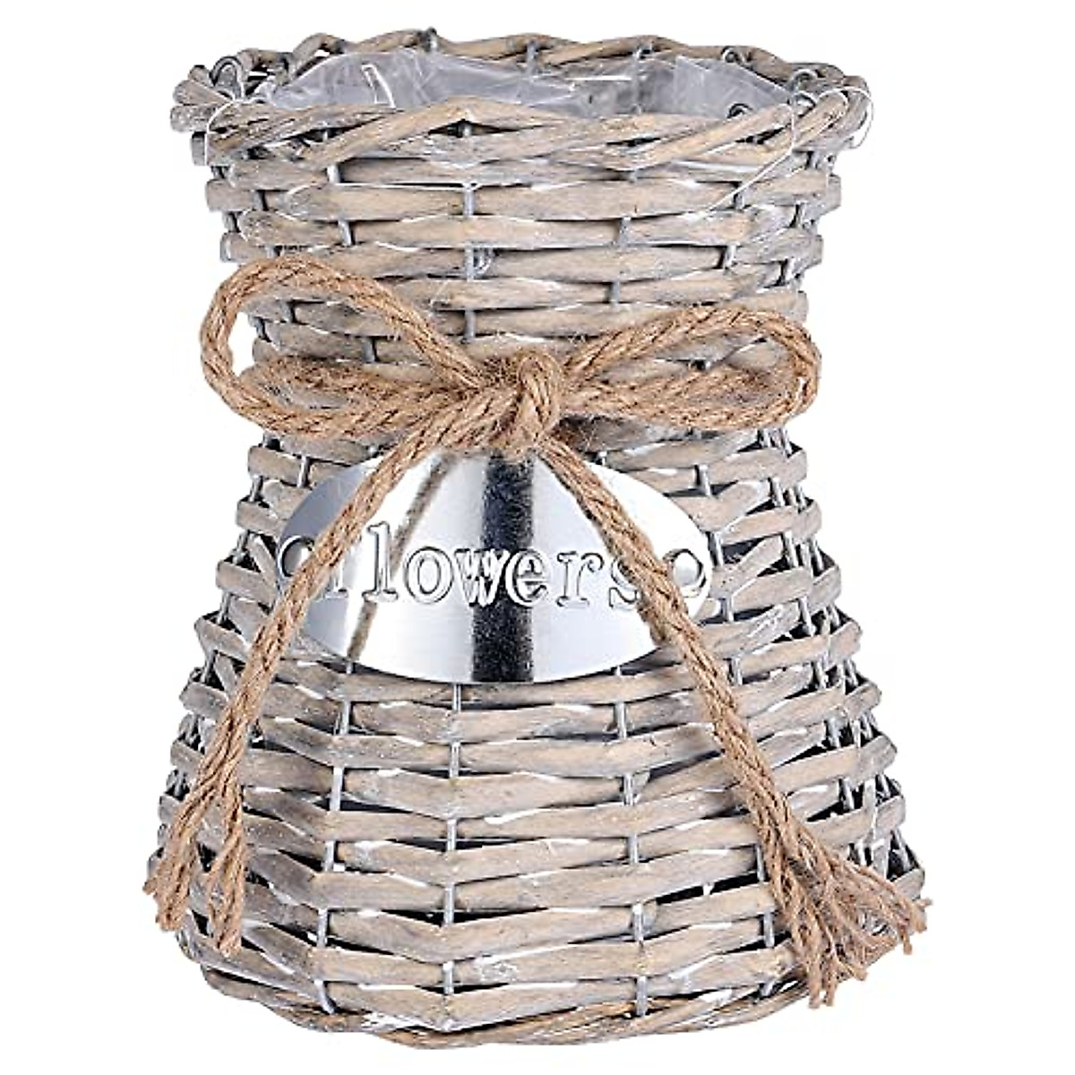 Cabilock Shabby Chic Wicker Vase Rustic Rattan Woven Flower Basket Farmhouse Platner Garden Plant Baskets Natural Flower Pot Wedding Table Centerpiece