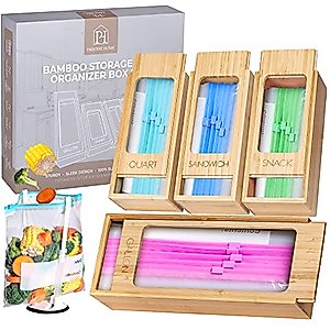 PARKWAY HOME - Ziplock Bag Organizer For Drawer, Food Storage Bag Holder, Ziplock Bag Storage Organizer for 8" Quart Ziploc Bags, Sandwich Bag Organizer, Snack Baggie Organizer and Food Bags Holder