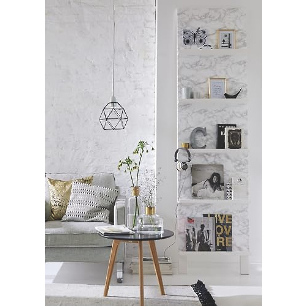 d-c-fix 346-0306 Decorative Self-Adhesive Film, Grey Marble, 17" x 78" Roll