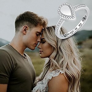 925 Sterling Silver Cremation Rings Teardrop Ash Memroial Urn Ring Hold Ashes Engraved Always in my heart Cremation Jewelry (6)