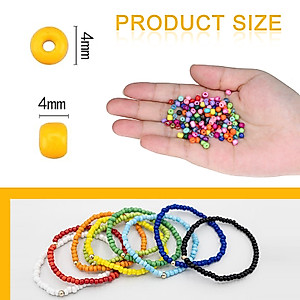 Efivs Arts 5000pcs Seed Beads 24 Colors 6/0 4mm Round Loose Pony Beads Waist Craft Beads Kit Rainbow Beads DIY Crafting