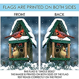 Toland Home Garden 100558 Cardinals In Snow Winter Flag 28x40 Inch Double Sided Winter Garden Flag for Outdoor House Flag Yard Decoration