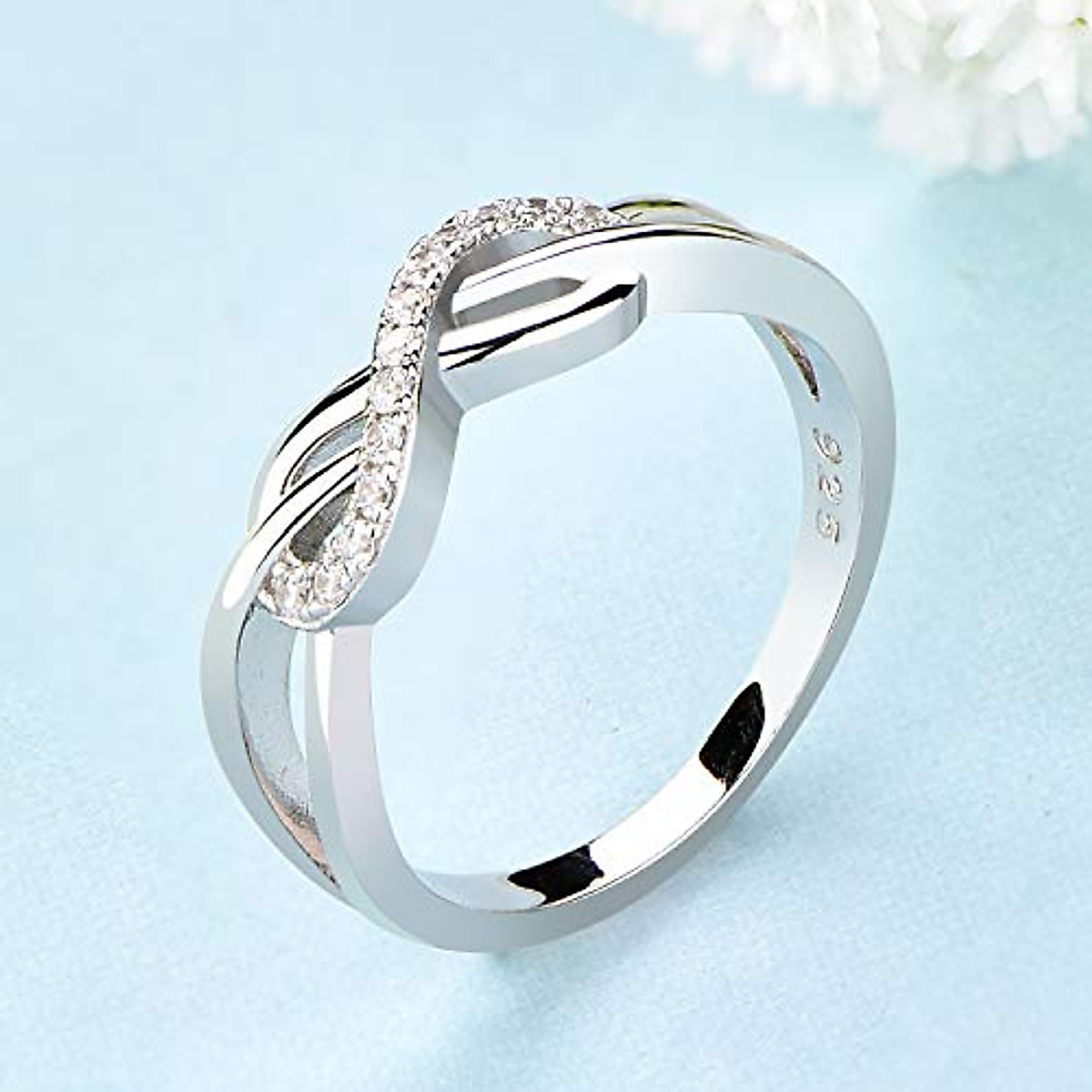 STARCHENIE 925 Sterling Silver Infinity Promise Ring for Women Size 7