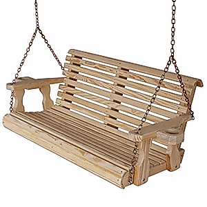 Amish Casual Heavy Duty 800 Lb Roll Back 5ft. Treated Porch Swing with Cupholders