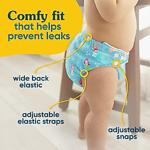 Charlie Banana Baby Washable and Reusable Cloth Diapers, 1 Soft Pocket Diapers and 2 Absorbent Inserts, One-Size, Mermaid Tiffany