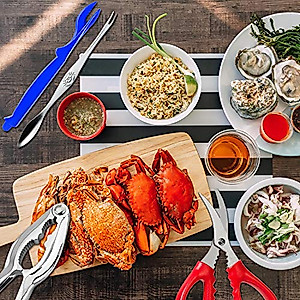 Crab and Lobster Tools - Crab Leg Crackers and Picks Set, Picks Knife for Crab, Shellfish Scissors Nut Cracker, Stainless Steel Seafood Utensils Crackers & Forks Cracker