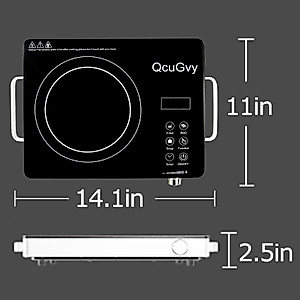 Portable Infrared Burner 3500W Electric Burner with 3 Hours Timer-Electric Hot Plate Touch Control Panel Adjustable Heating Power Glass Plate Electric Cooktop for Cooking