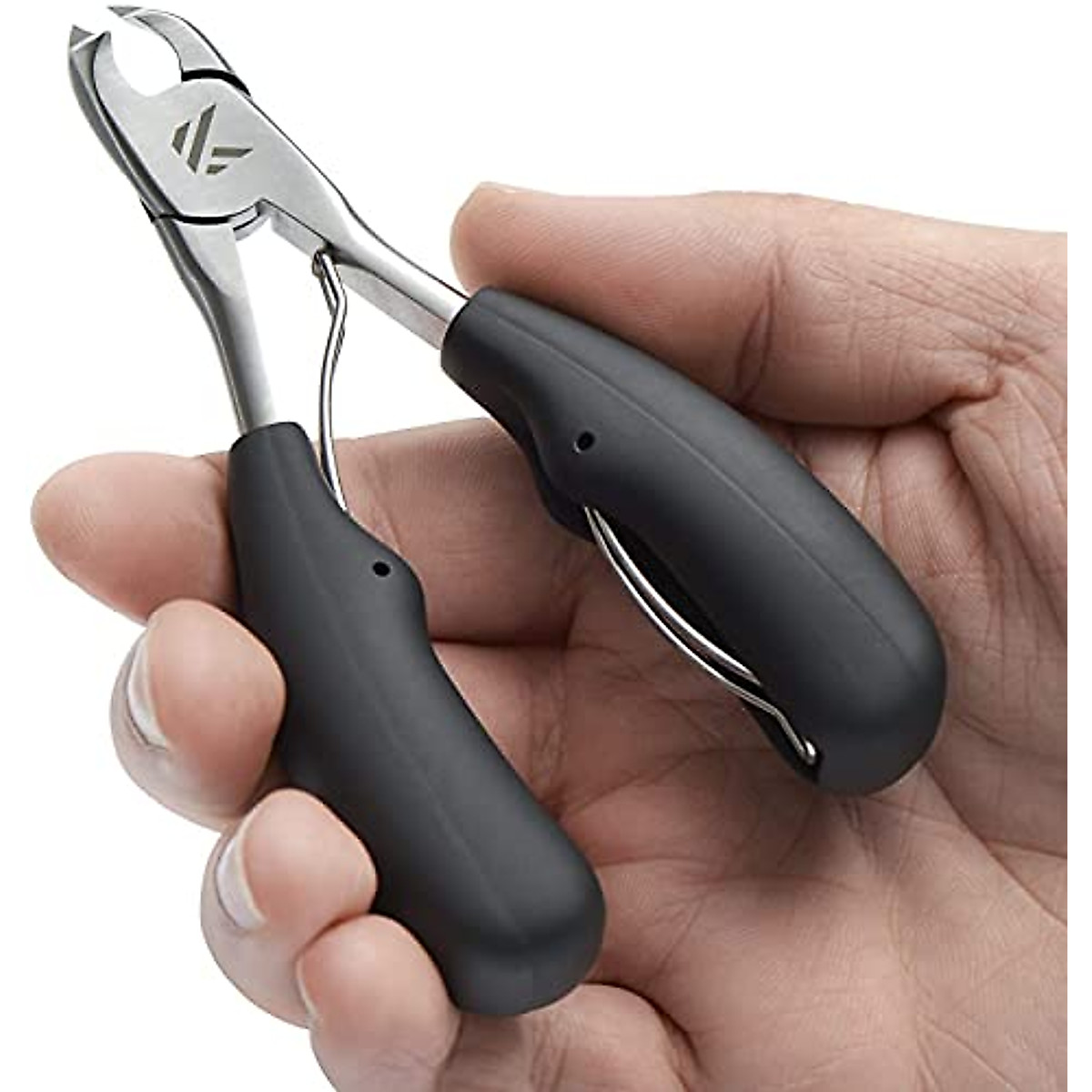 Toe Nail Clippers for Thick Nails – KLIPP Toenail Clippers Ingrown and Cuticle Nipper Trimmer Made of Rustproof Stainless Steel with Short Curved Blades, Ergonomic TPU Grips and Dual Spring Mechanism