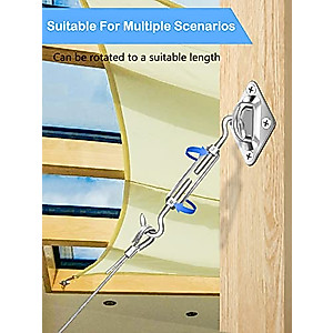 FSHIHINE Shade Sail Hardware Kit with Cable Wire 66FT, Stainless Steel Sun Shade Sail Installation Kit , Turnbuckles Eye Hook Kit for Garden Triangle and Square, Rectangle, Awning, Outdoor Patio Lawn