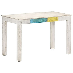 YPWRENH Rectangular Wooden End Table Dining Table White 47.2 "x23.6 x29.9 Solid Mango Wood for Dining Room, Kitchen or Living Room