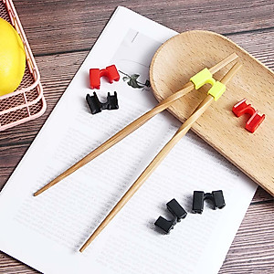 MinLia 5PCS Reusable Chopstick Helpers, Chopsticks Trainer Holder for Beginner, Plastic Chopsticks Training Helpers(Black)