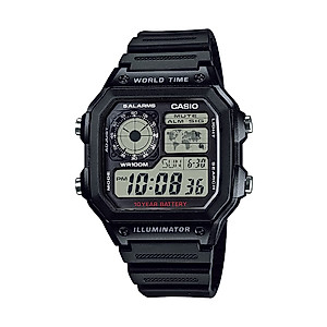 Casio Men's Classic Japanese-Quartz Watch with Resin Strap, Black, 21 (Model: AE1200WH-1A)